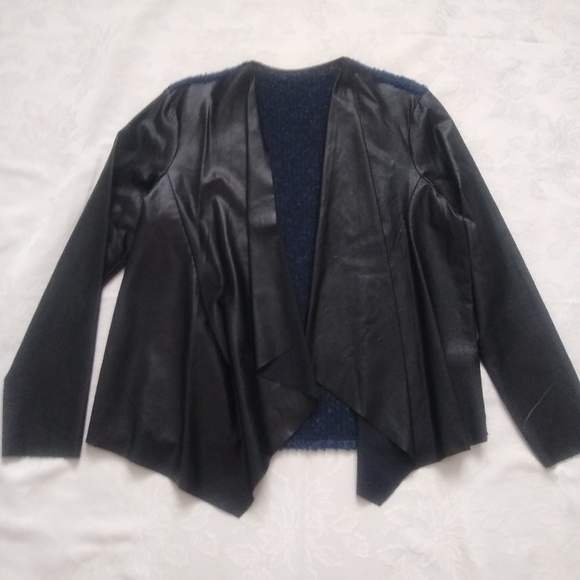 Vintage | Jackets & Coats | Cascading Draped Jacket Faux Leather Wool ...